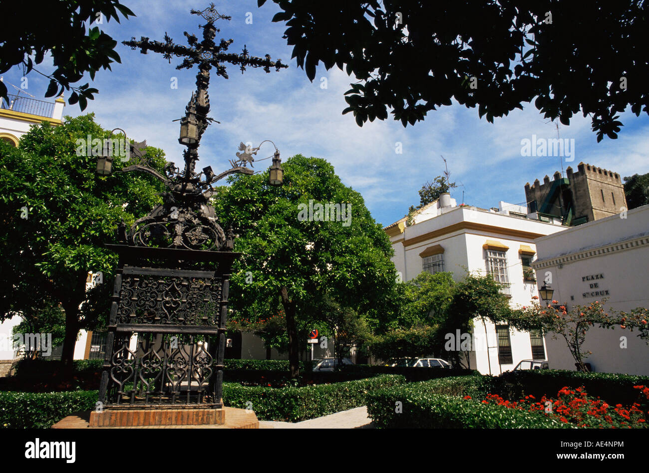 Plaza de Santa Cruz, Barrio Santa Cruz, Seville, Andalucia, Spain ...
