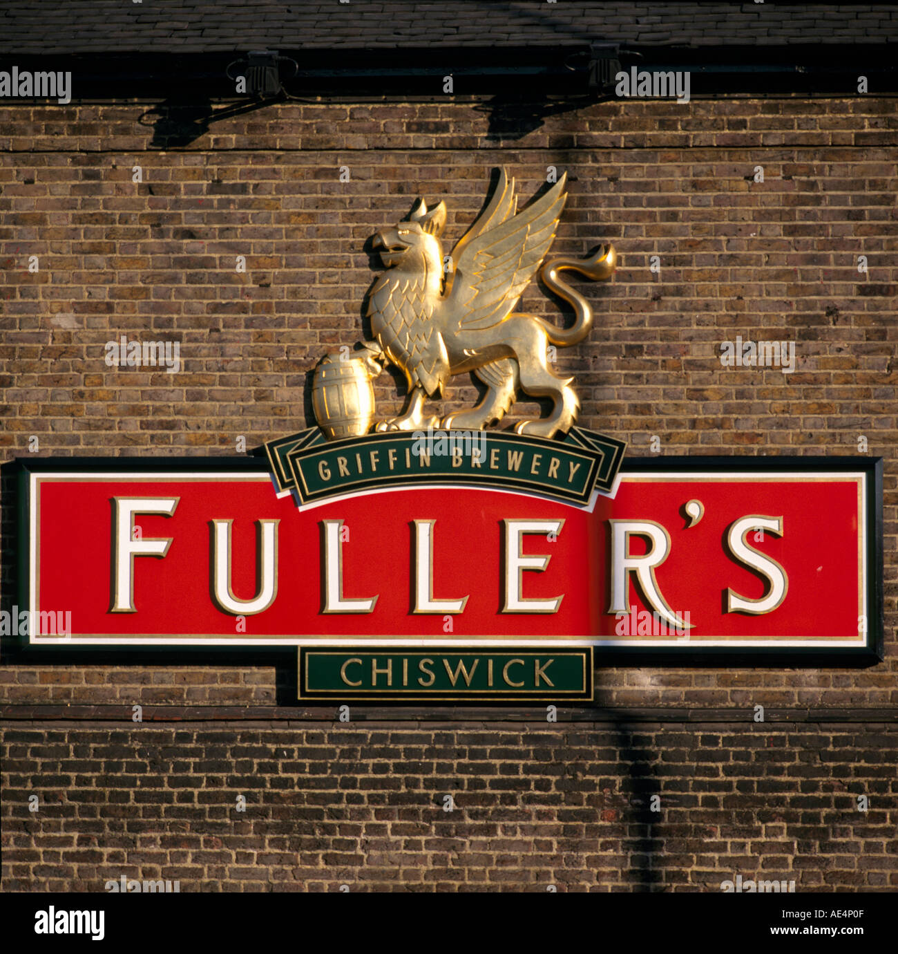 Fuller s Griffin Brewery logo sign Chiswick London W4 England Stock ...