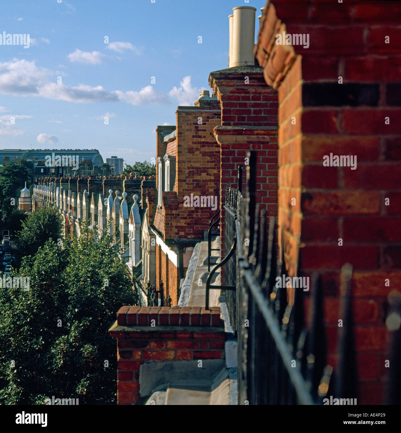 View north up Avonmore Road London W14 England Stock Photo - Alamy