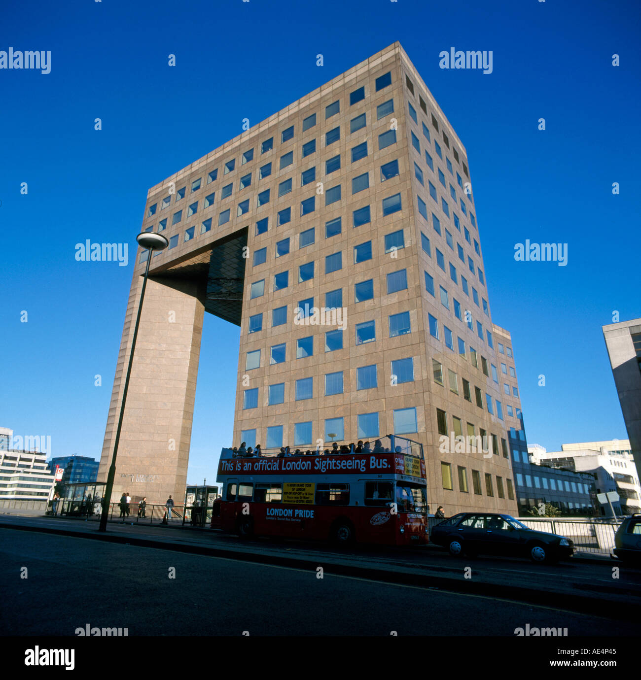 Number One No 1 London Bridge building with tourist open top bus London ...
