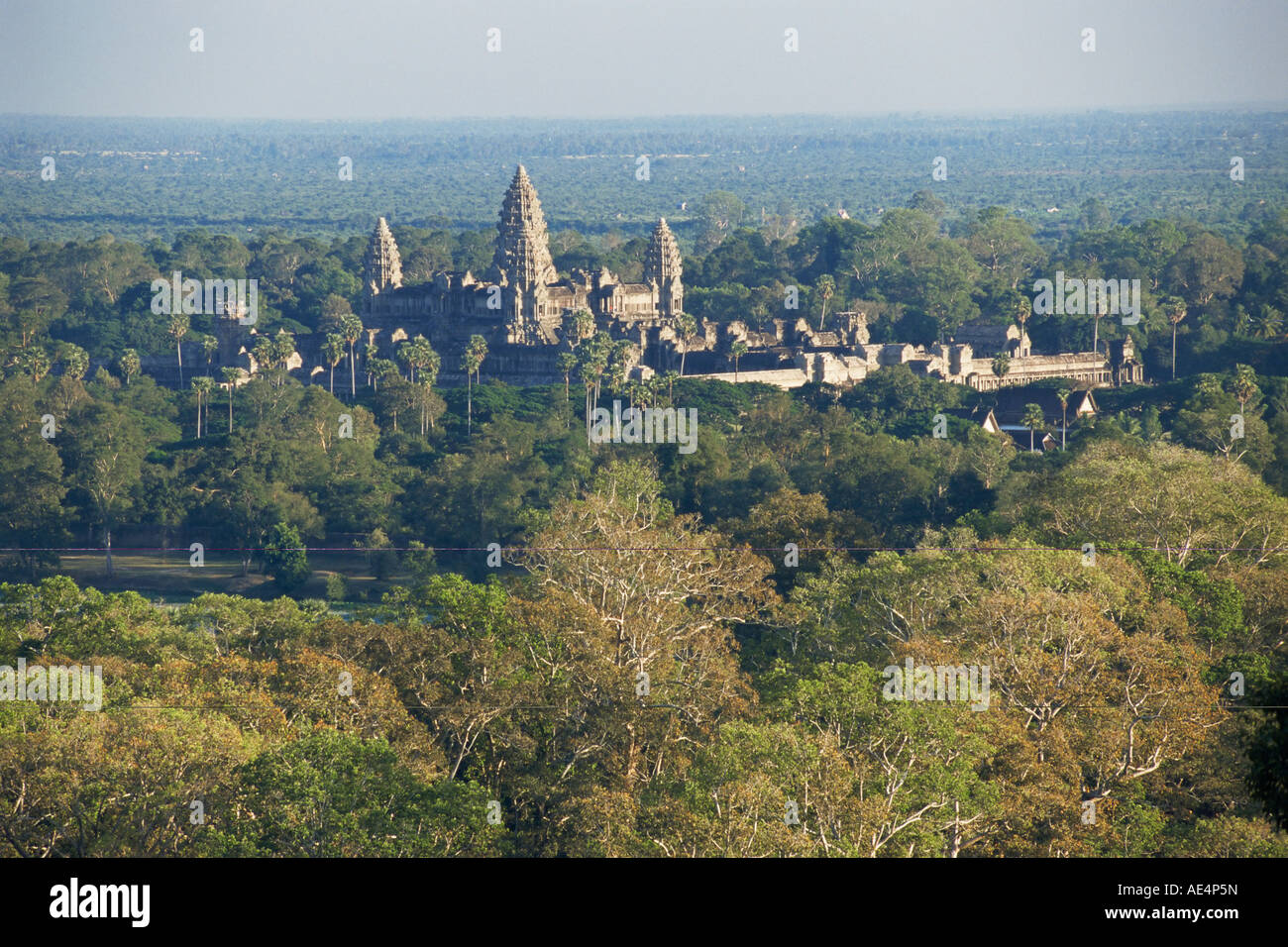 Elevated view of Angkor Wat, Angkor, UNESCO World Heritage Site, Siem ...