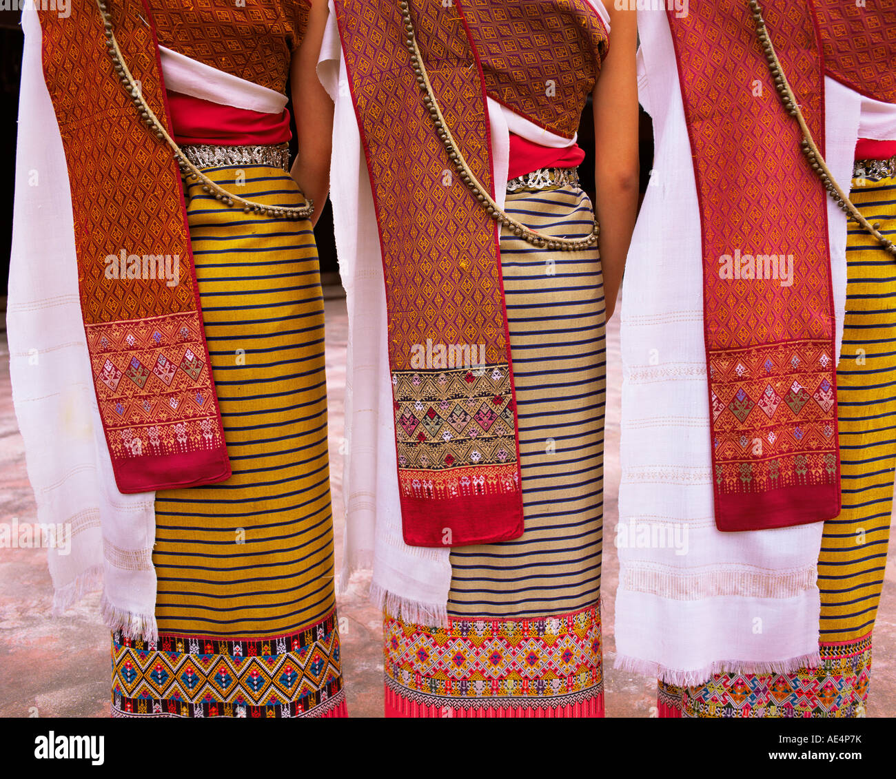 Close-up of traditional North Thai dance costume, Chiang Mai, Thailand ...
