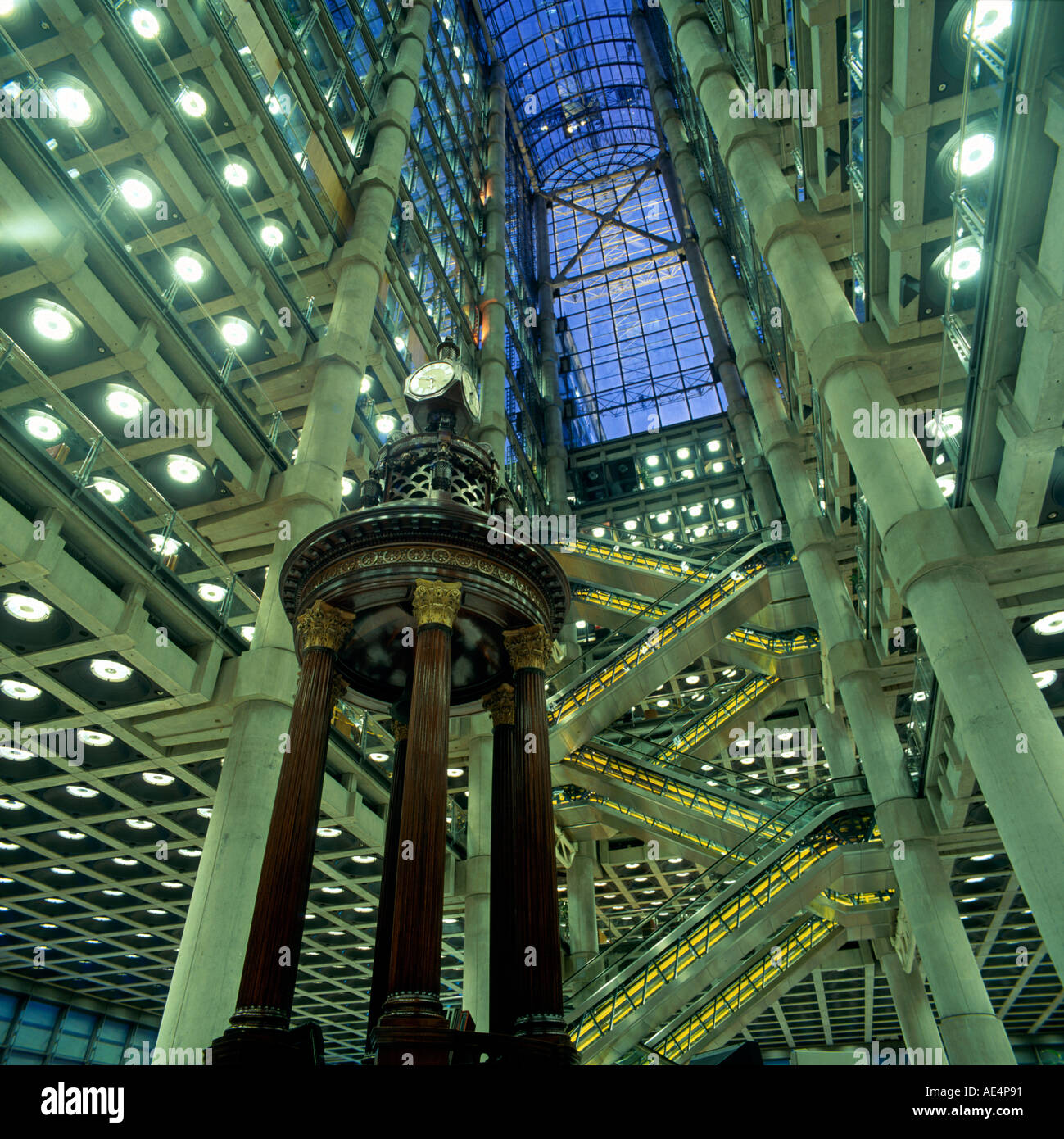 Dramatic view up atrium interior of Lloyd s of London building Richard ...