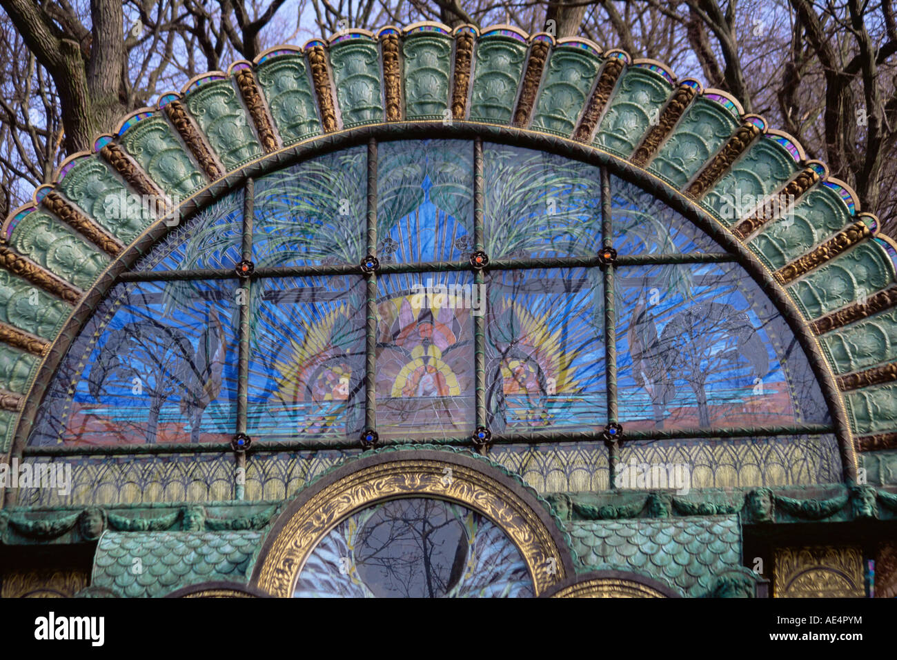 Facade details, Fuchs Villa, designed by Otto Wagner in 1888, Penzing ...