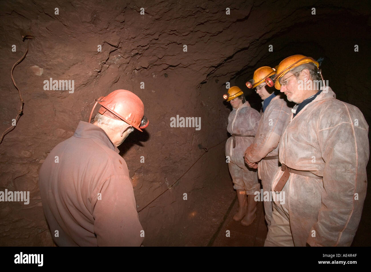 Members of the public on a guided tour of Florence Haematite mine ...