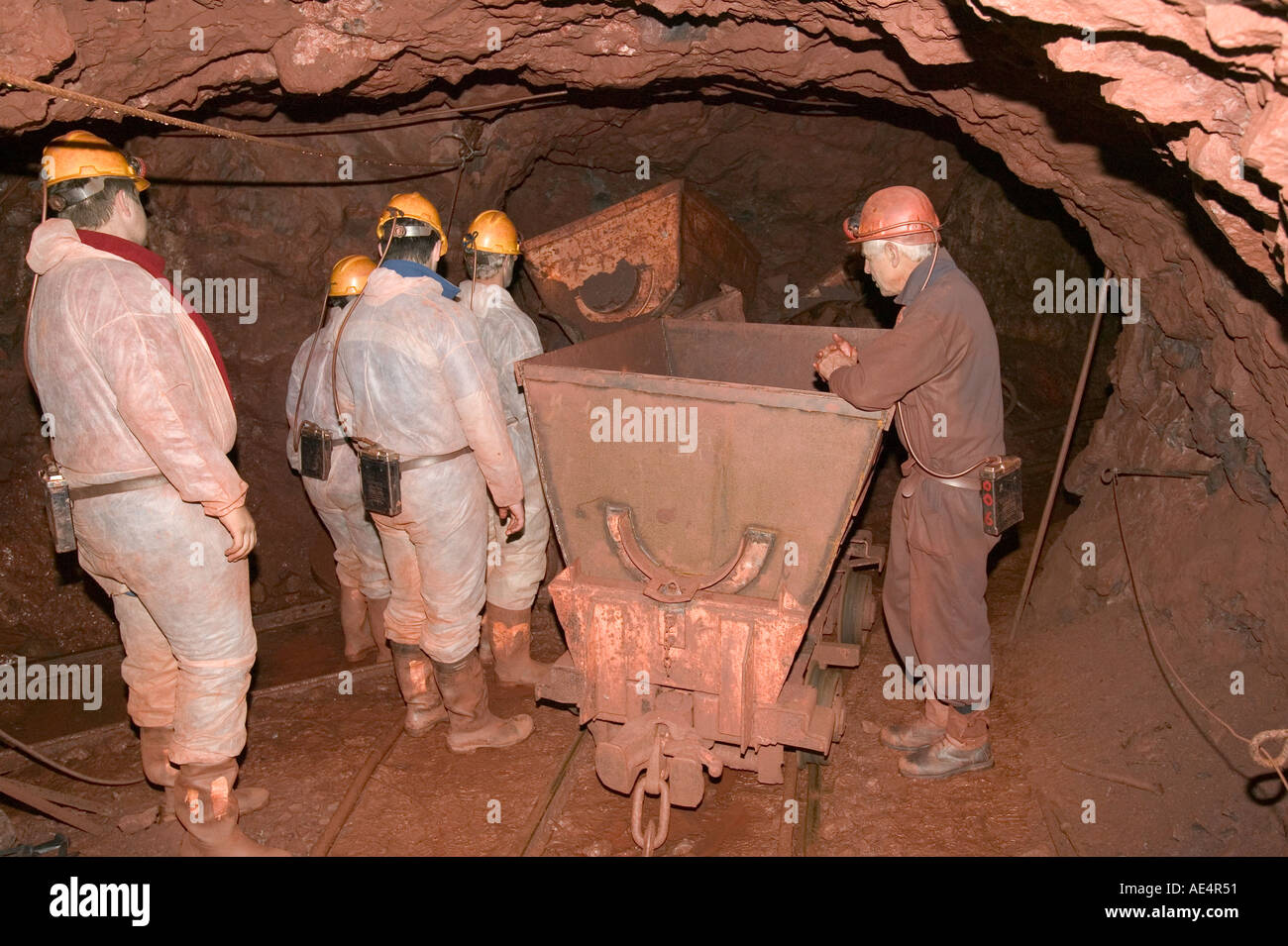 Members of the public on a guided tour of Florence Haematite mine ...