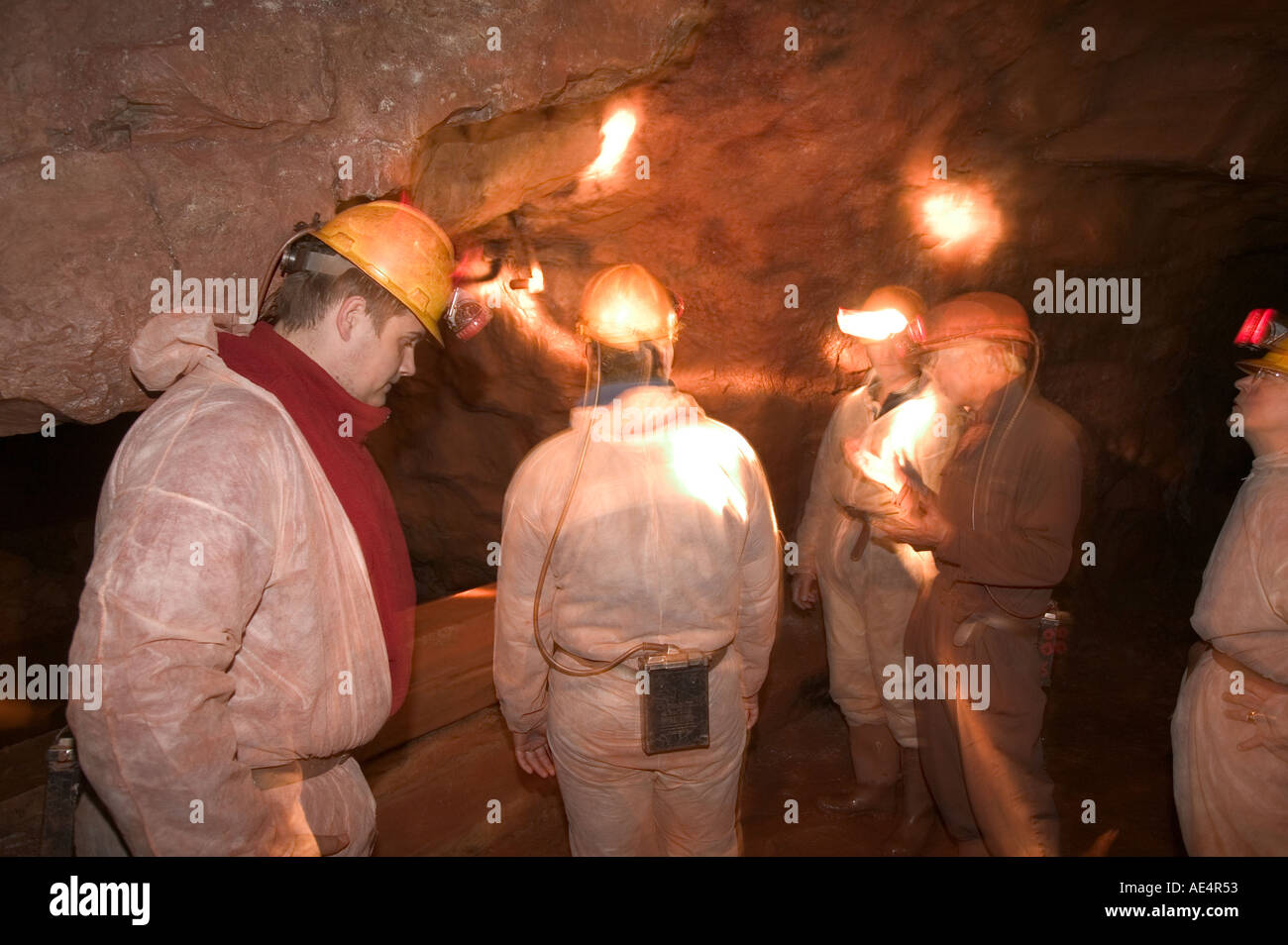 Members of the public on a guided tour of Florence Haematite mine ...