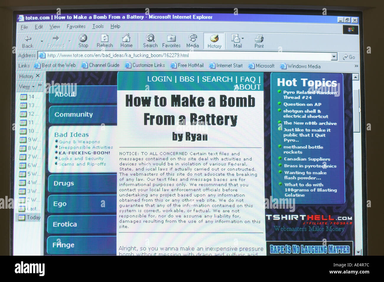 Web sites giving instructions on how to make a bomb Stock Photo - Alamy