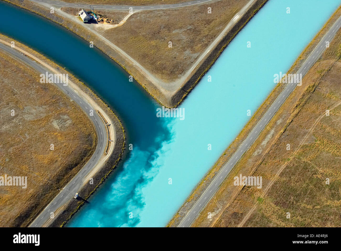 Ohau Canal left meets Pukaki Canal near Twizel Mackenzie Country South ...