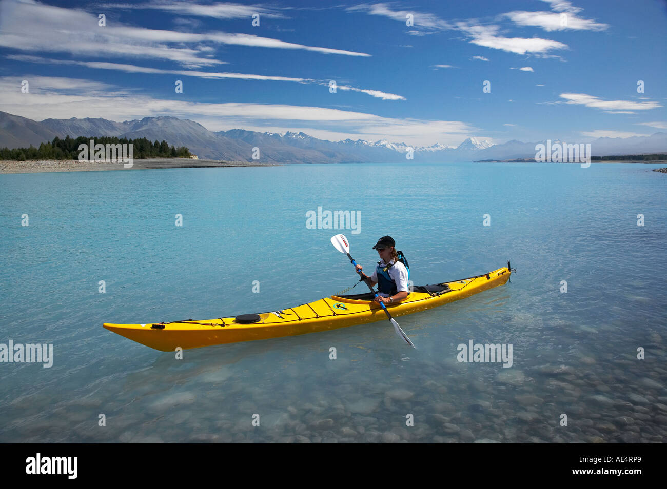 Kayak Lake Pukaki and Aoraki Mt Cook South Canterbury South Island New ...
