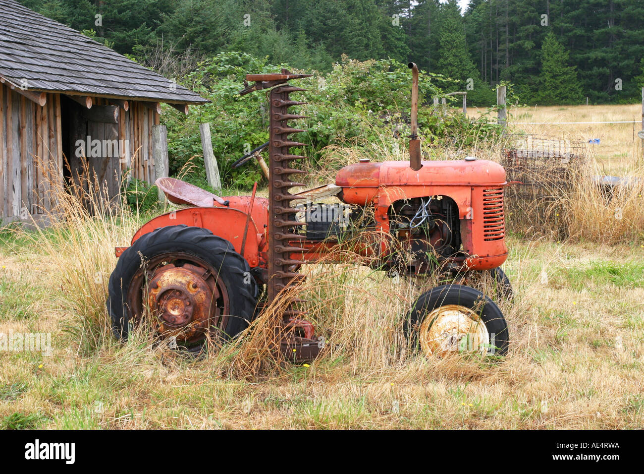 Old Red Farm Tractor Stock Photo - Alamy