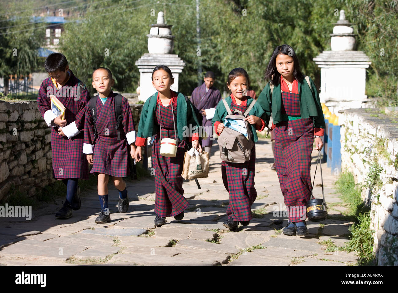 Bhutanese children going to school, Paro, Bhutan, Asia Stock Photo - Alamy