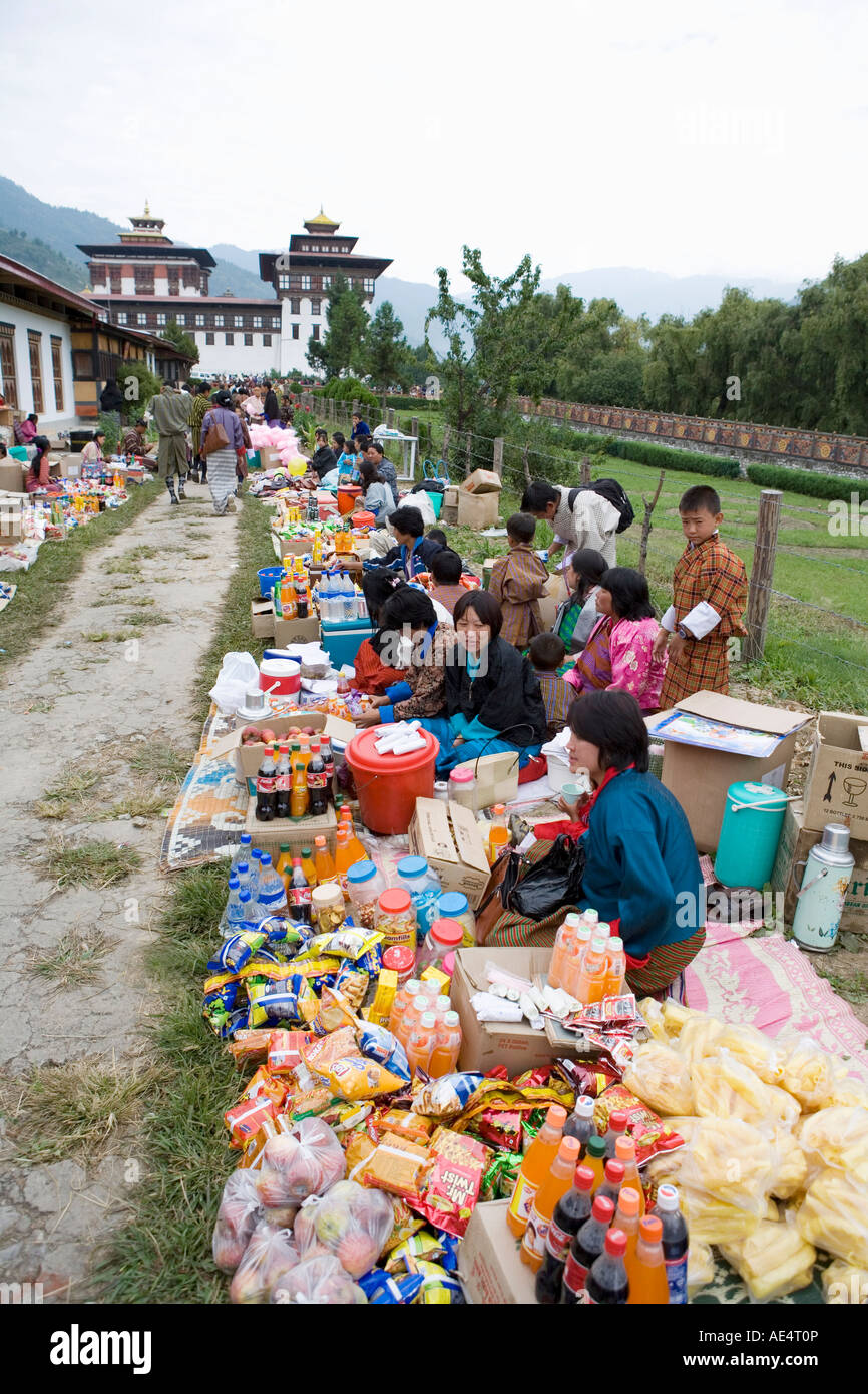 Market during Buddhist festival (Tsechu), Thimphu, Bhutan, Asia Stock ...
