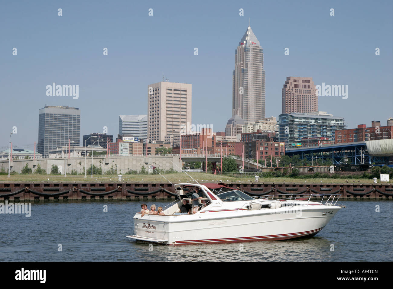 Cleveland Ohio,Lake Erie,Wendy Park,Cuyahoga River water,city skyline ...