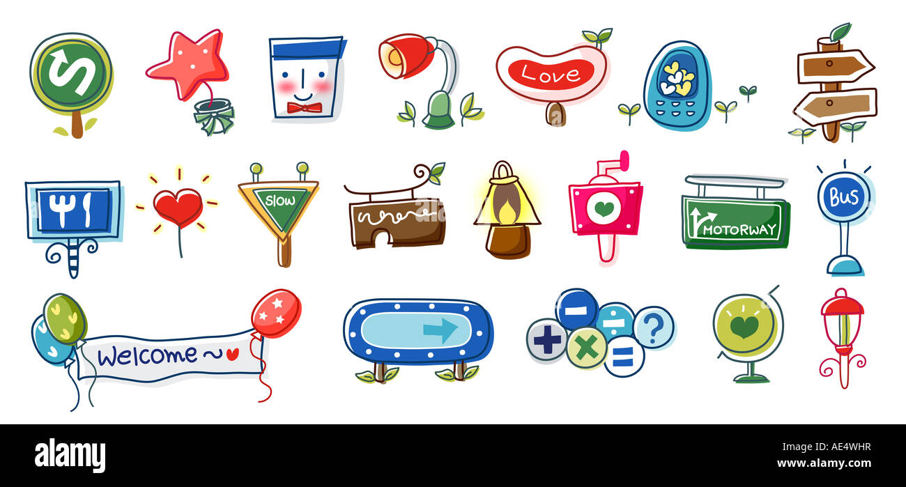 Close-up of various road signs Stock Photo - Alamy