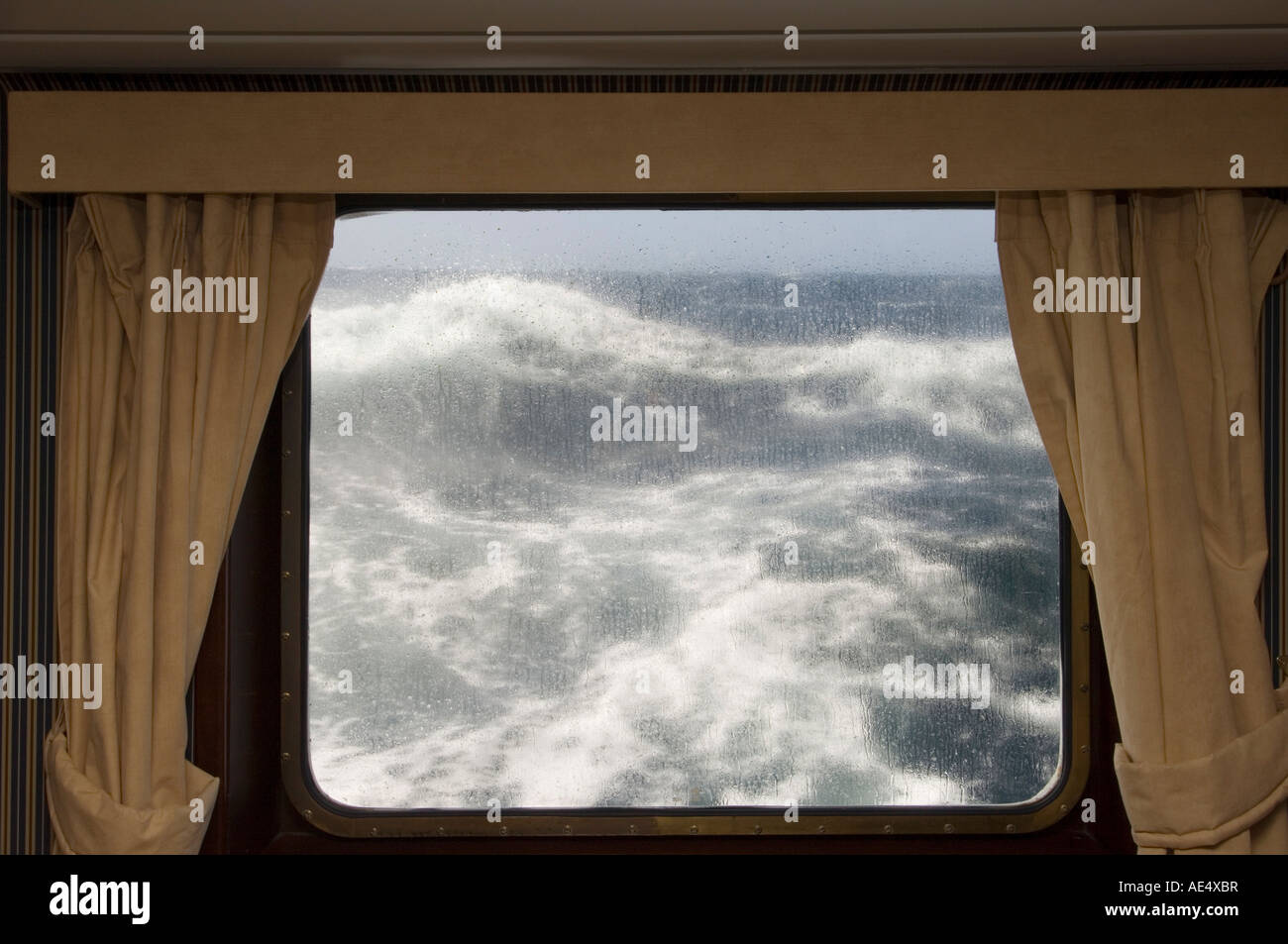 View from cabin on Antarctic Dream navigation on rough seas, Drake ...