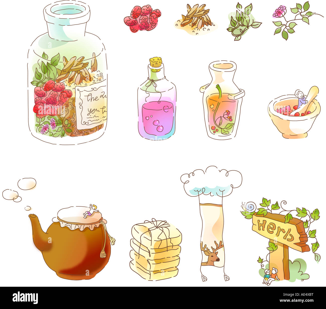 Group of objects on a white background Stock Photo - Alamy