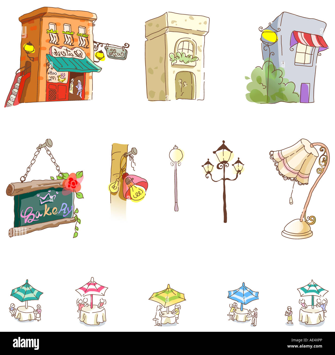 Group of objects on a white background Stock Photo - Alamy