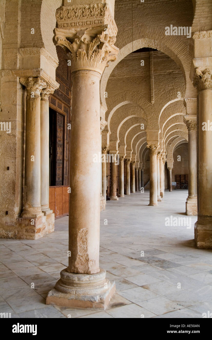 Interior, Mosque Okba (the Great Mosque), Kairouan, UNESCO World ...