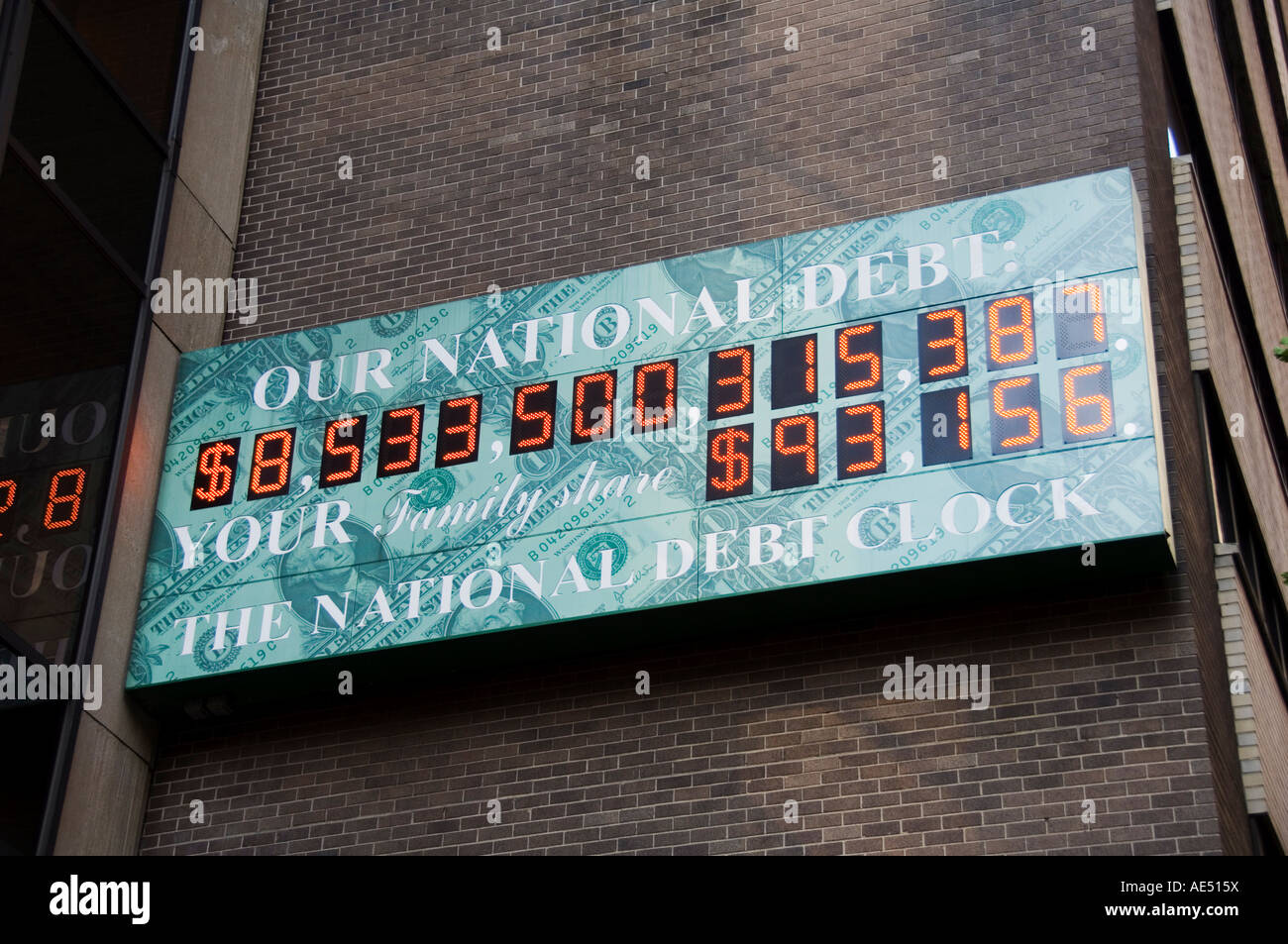 Sign showing the National Debt of the United States, Manhattan, New ...