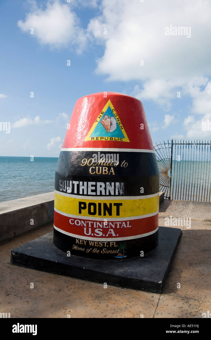 Old buoy used as marker for the furthest point south in the United ...