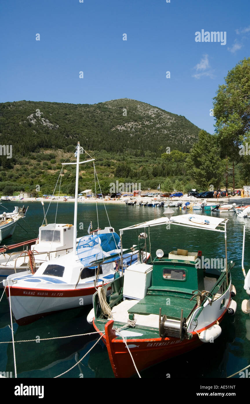 Fishing boats, Poli Bay, Ithaka, Ionian Islands, Greek Islands, Greece ...