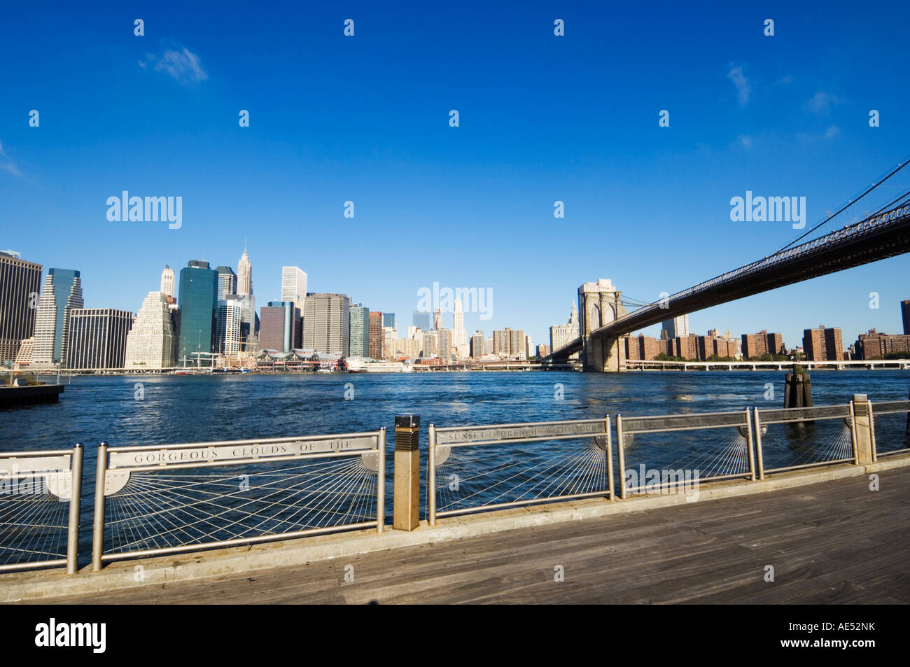 Brooklyn Bridge and Manhattan from Fulton Ferry Landing, Brooklyn, New ...