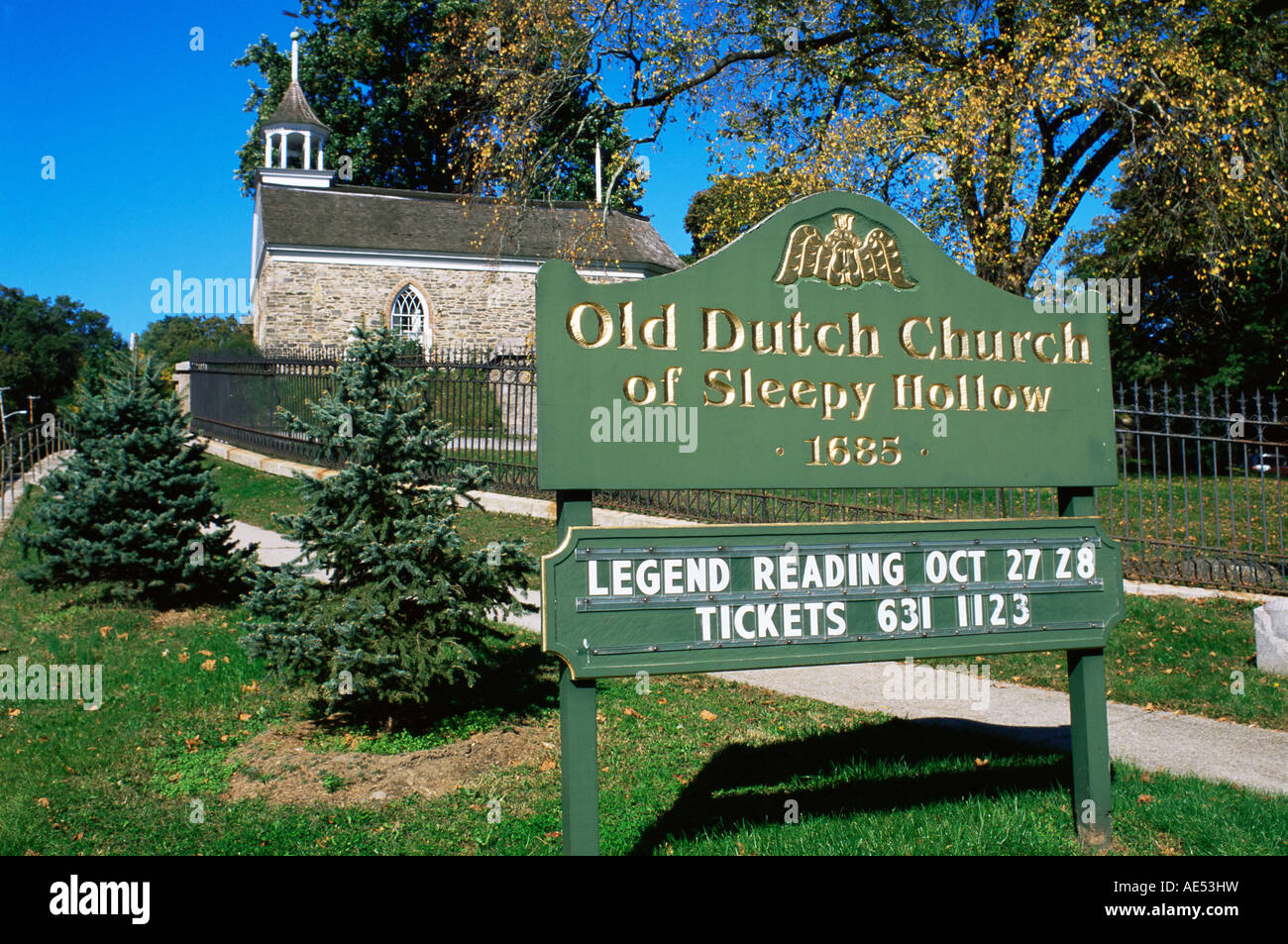 Old Dutch church dating from 1685, Sleepy Hollow, New York State ...
