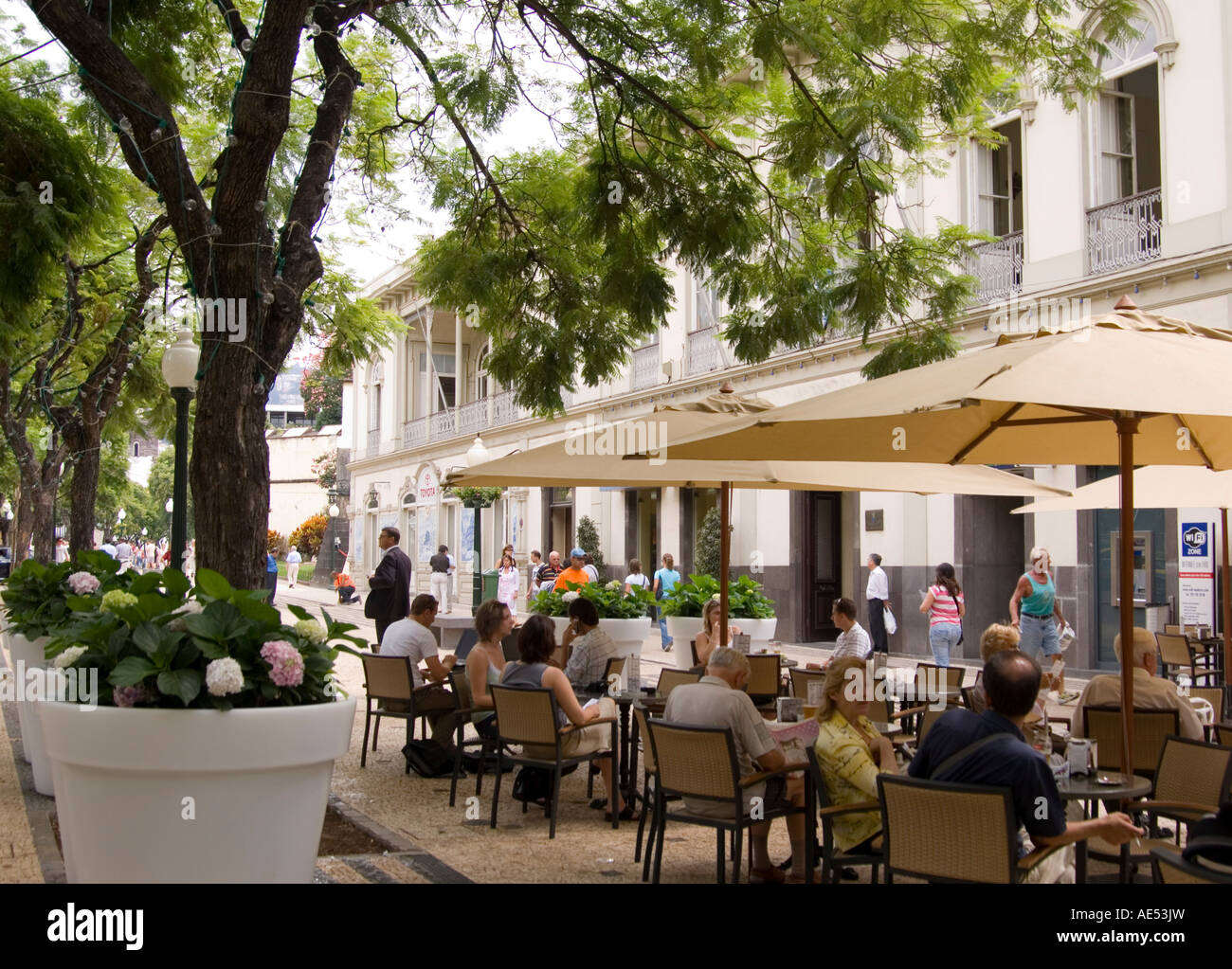 An outdoor cafe in Funchal, Madeira, Portugal, Europe Stock Photo - Alamy