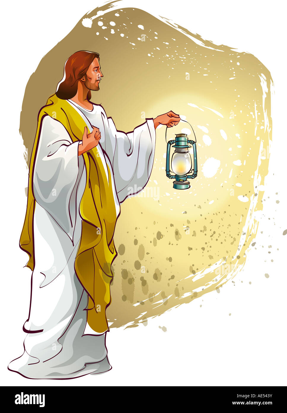 Jesus Christ holding a lantern Stock Photo - Alamy