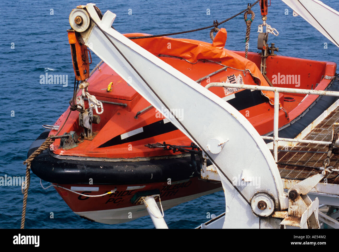 ships liferafts or lifeboats on a cross channel ferry or a cruise liner ...