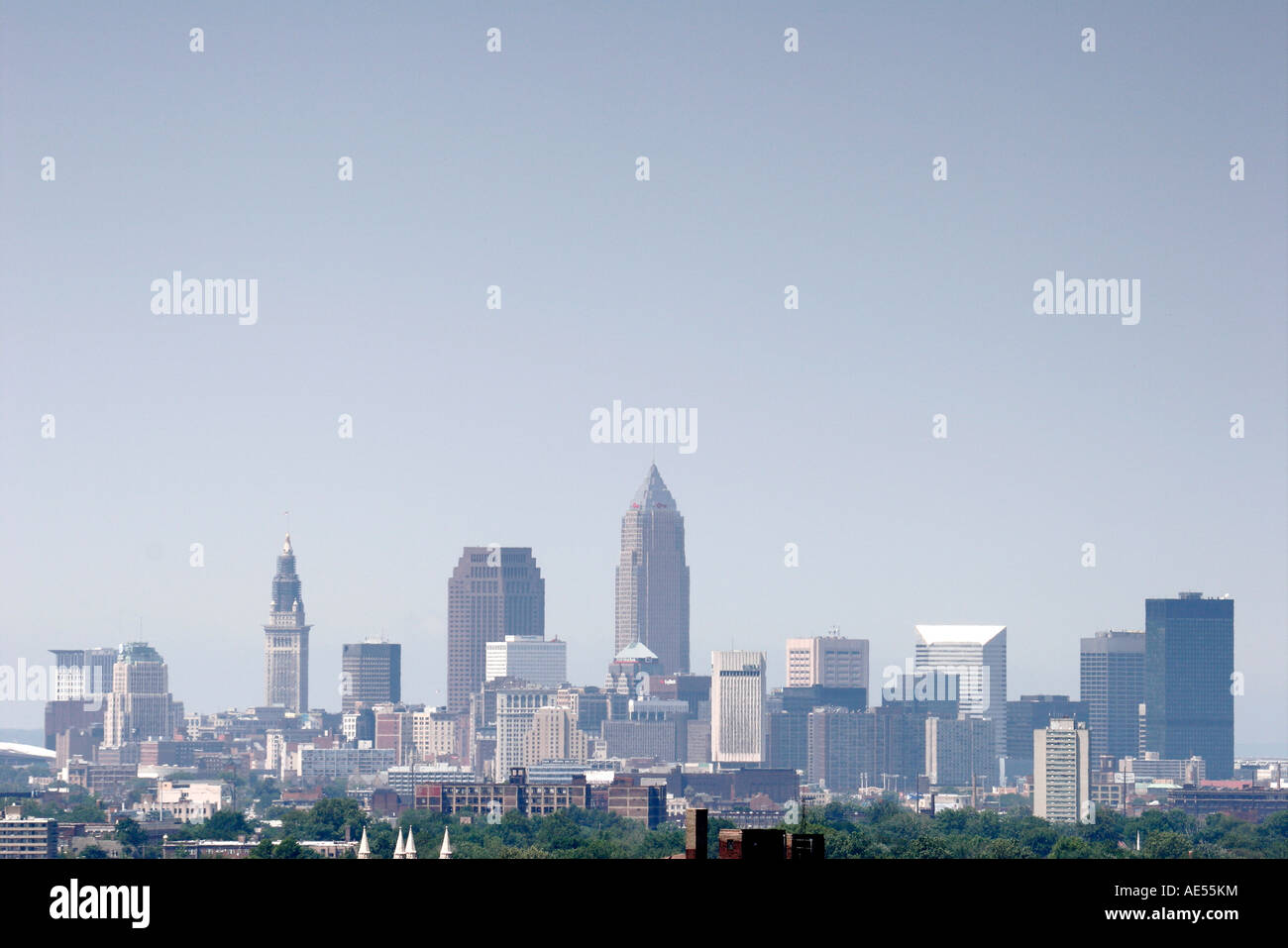 Ohio Cuyahoga County,Cleveland,city skyline,view from Lake View ...