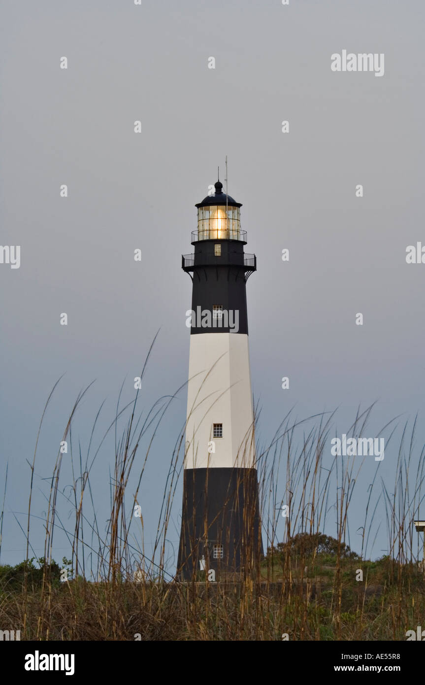 Tybee Island Lighthouse Seen Through Beach Grass Near Savannah Georgia ...
