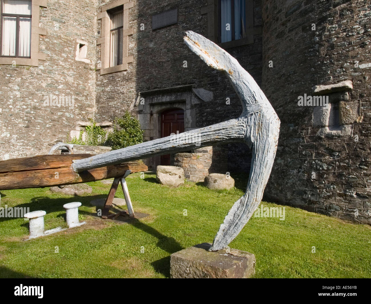 OLD ANCHOR ARTIFACT museum exhibit outside the 12th century castle ...