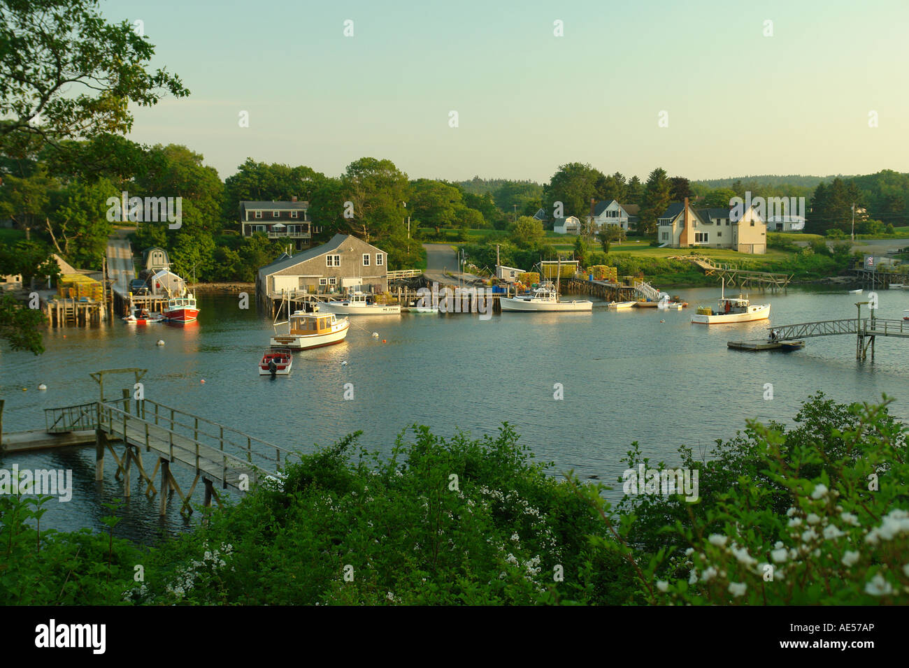 AJD59333, New Harbor, ME, Maine, Pemaquid, fishing harbor Stock Photo ...