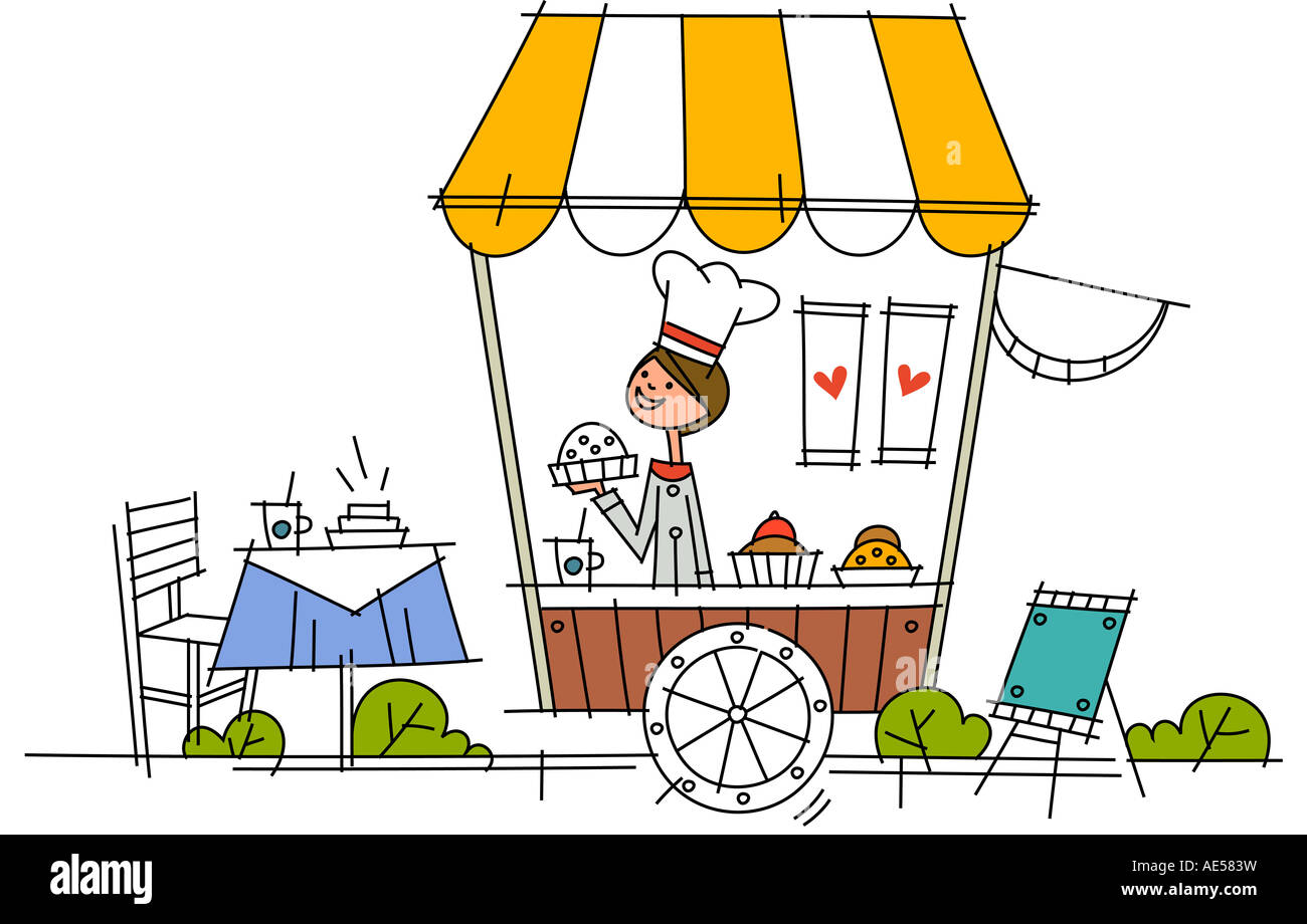 Selling cakes illustration hi-res stock photography and images - Alamy