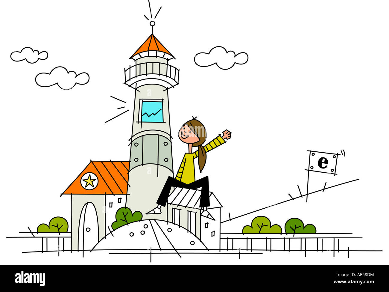 Female on a roof Cut Out Stock Images & Pictures - Alamy