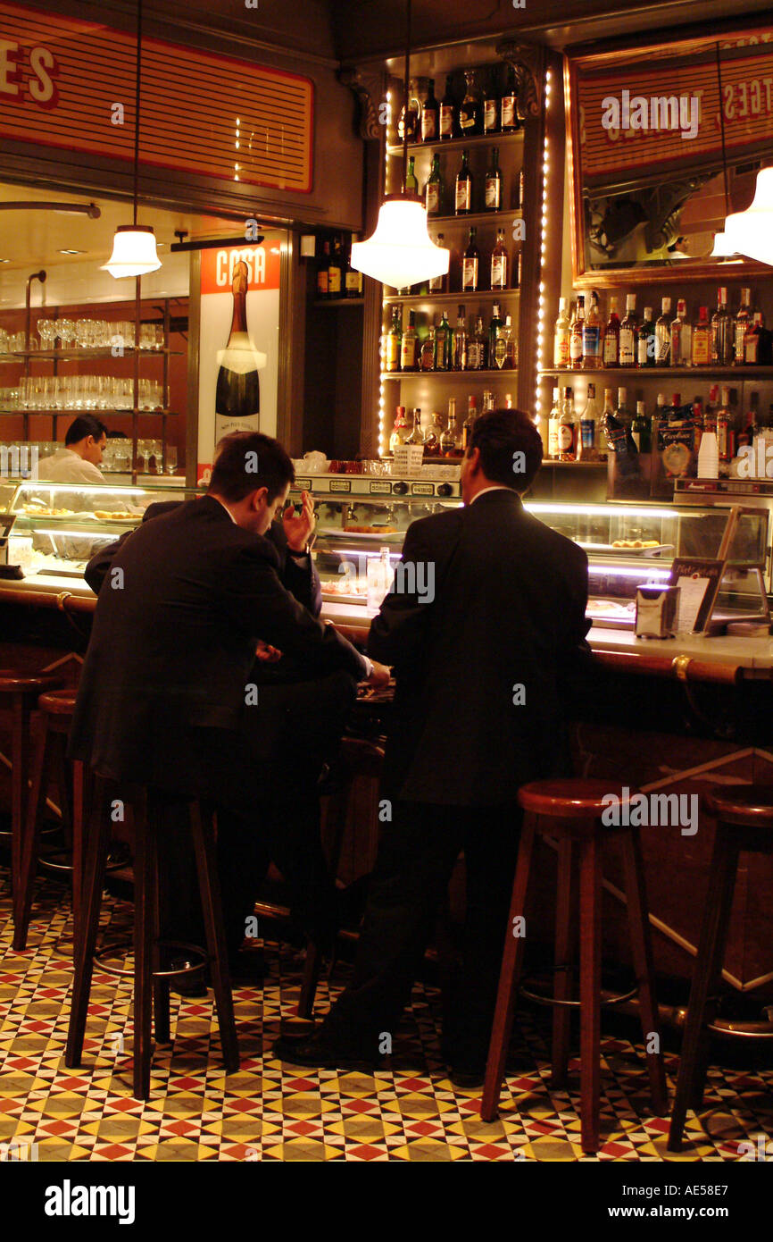 Barcelona Spain Two men seated at Bar Stock Photo - Alamy