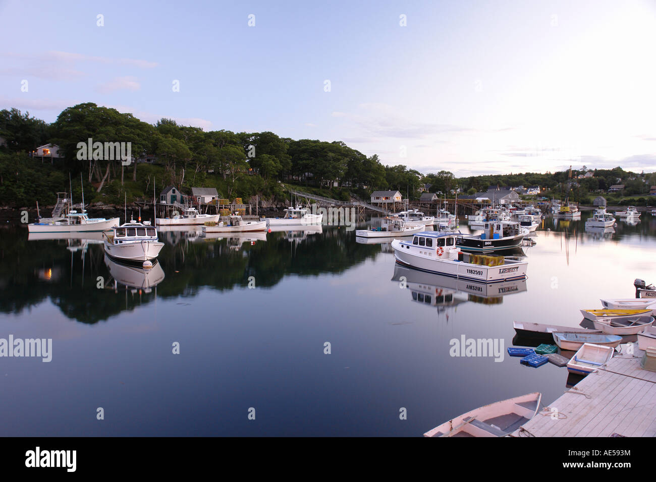 AJD59600, New Harbor, ME, Maine, Pemaquid Peninsula, fishing harbor ...