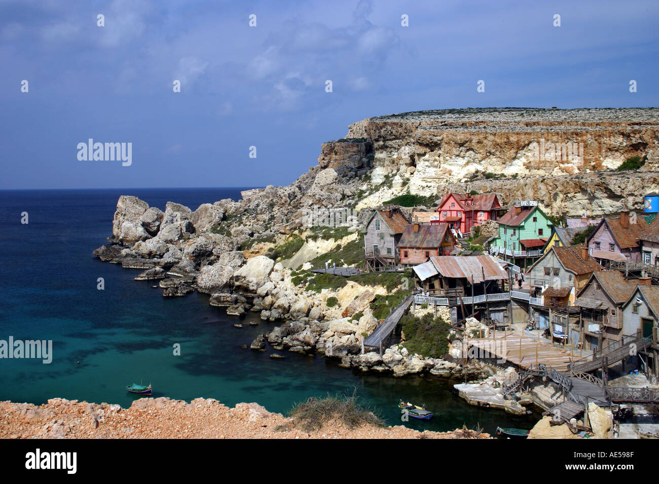 POPEYE VILLAGE MALTA FILM SET ROBIN WILLIAMS Stock Photo - Alamy