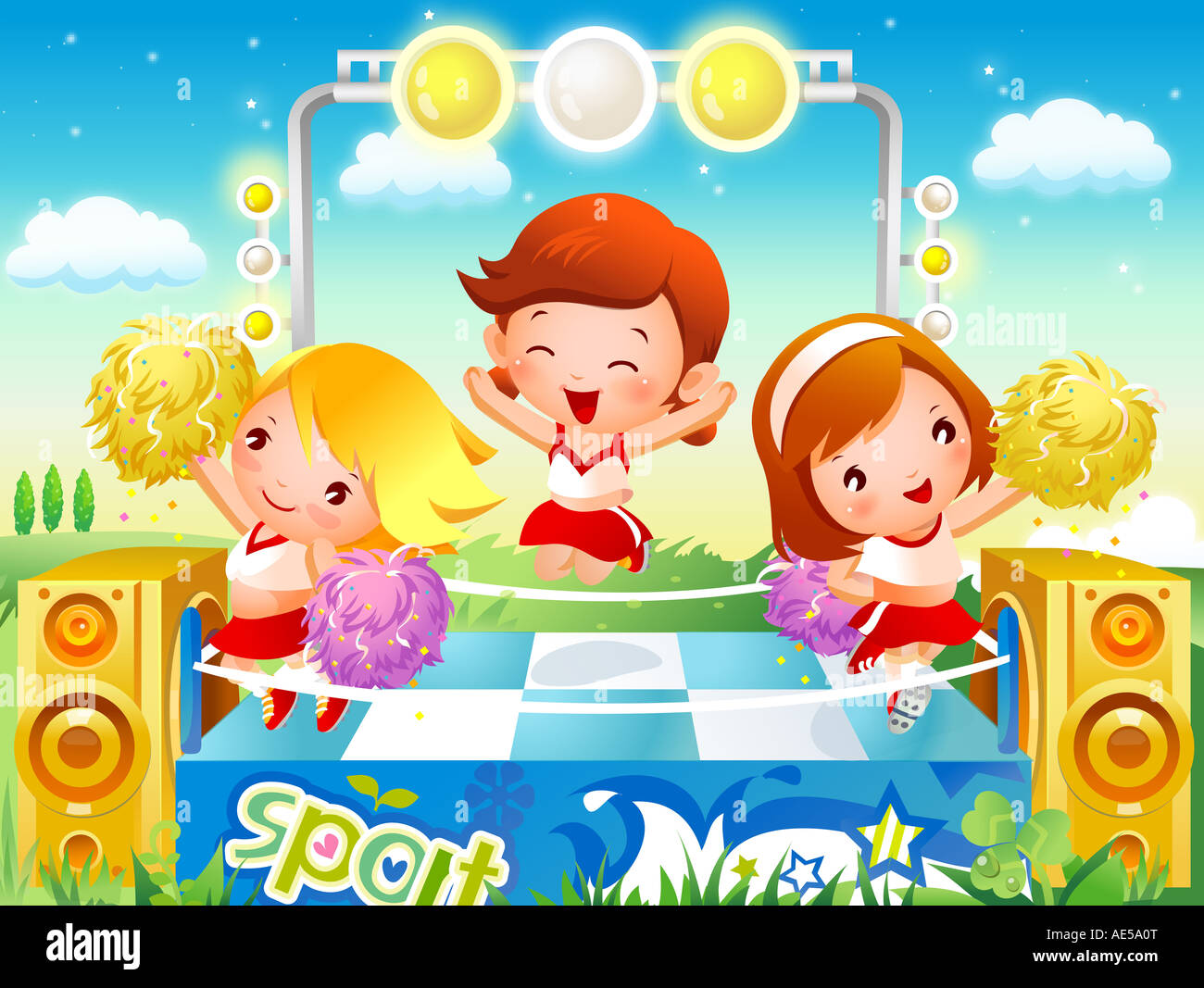 Two Cheerleaders Holding Pom Poms High Resolution Stock Photography and ...