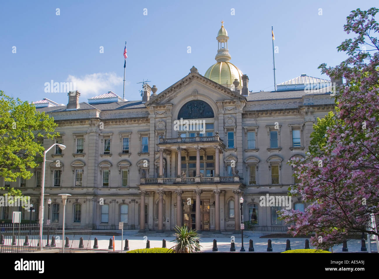 The front of the New Jersey state capitol building or statehouse in ...
