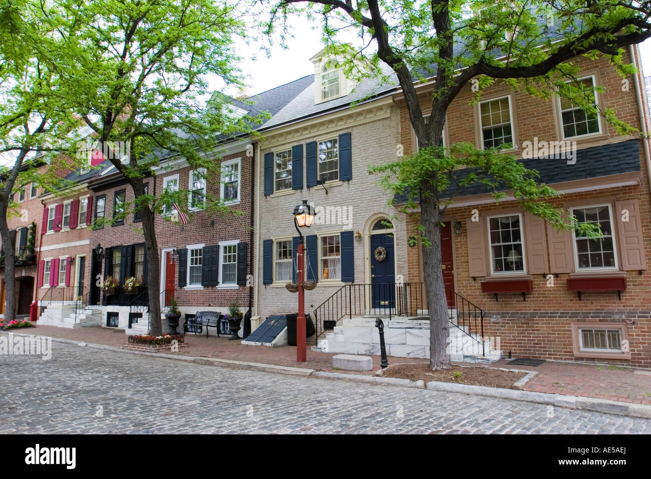 Attractive Georgian brick row house on Delancey Street a cobblestone ...
