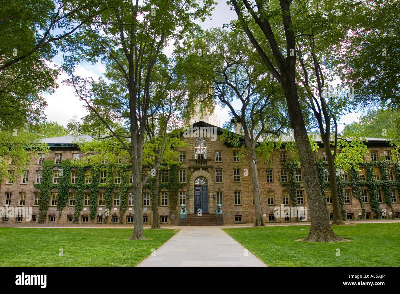 Ivy growing on front of Nassau Hall administrative building at entrance ...