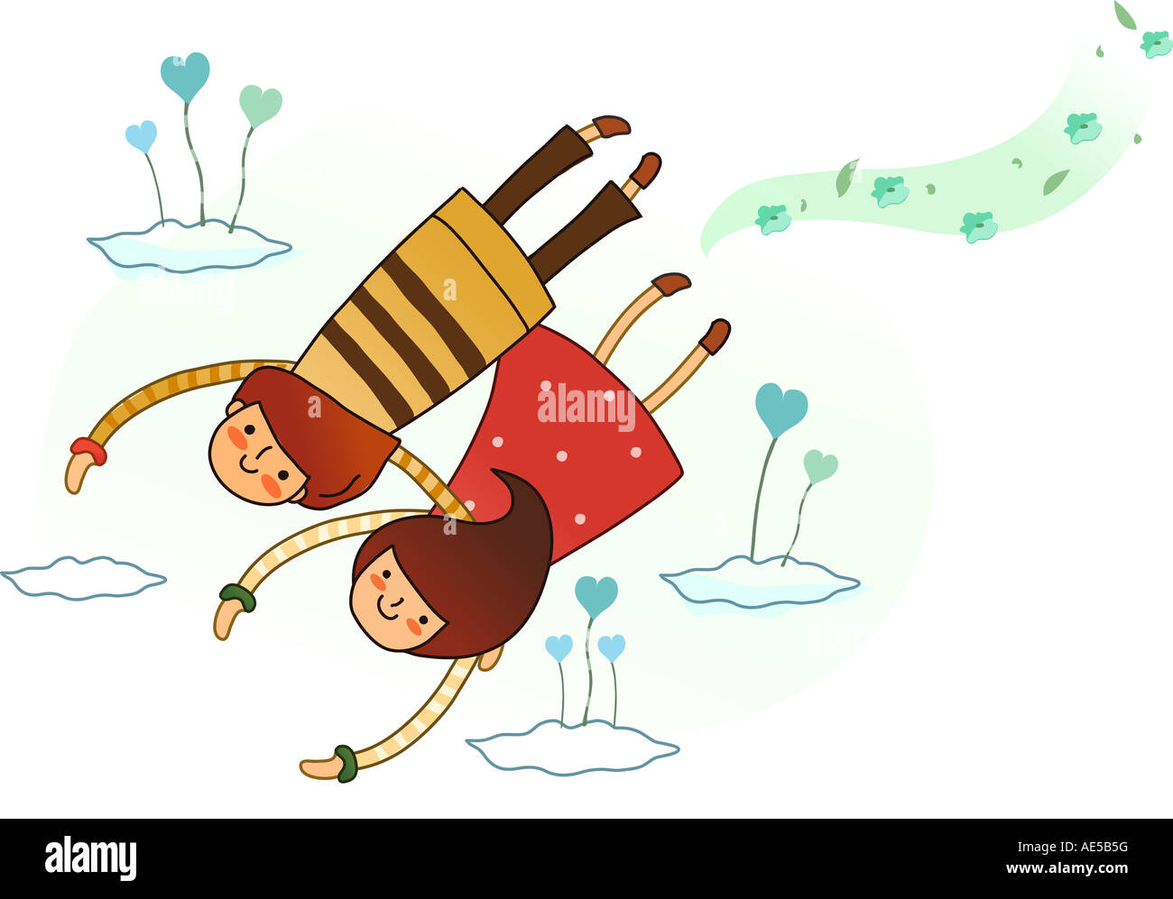 Rear view of a couple flying together Stock Photo - Alamy