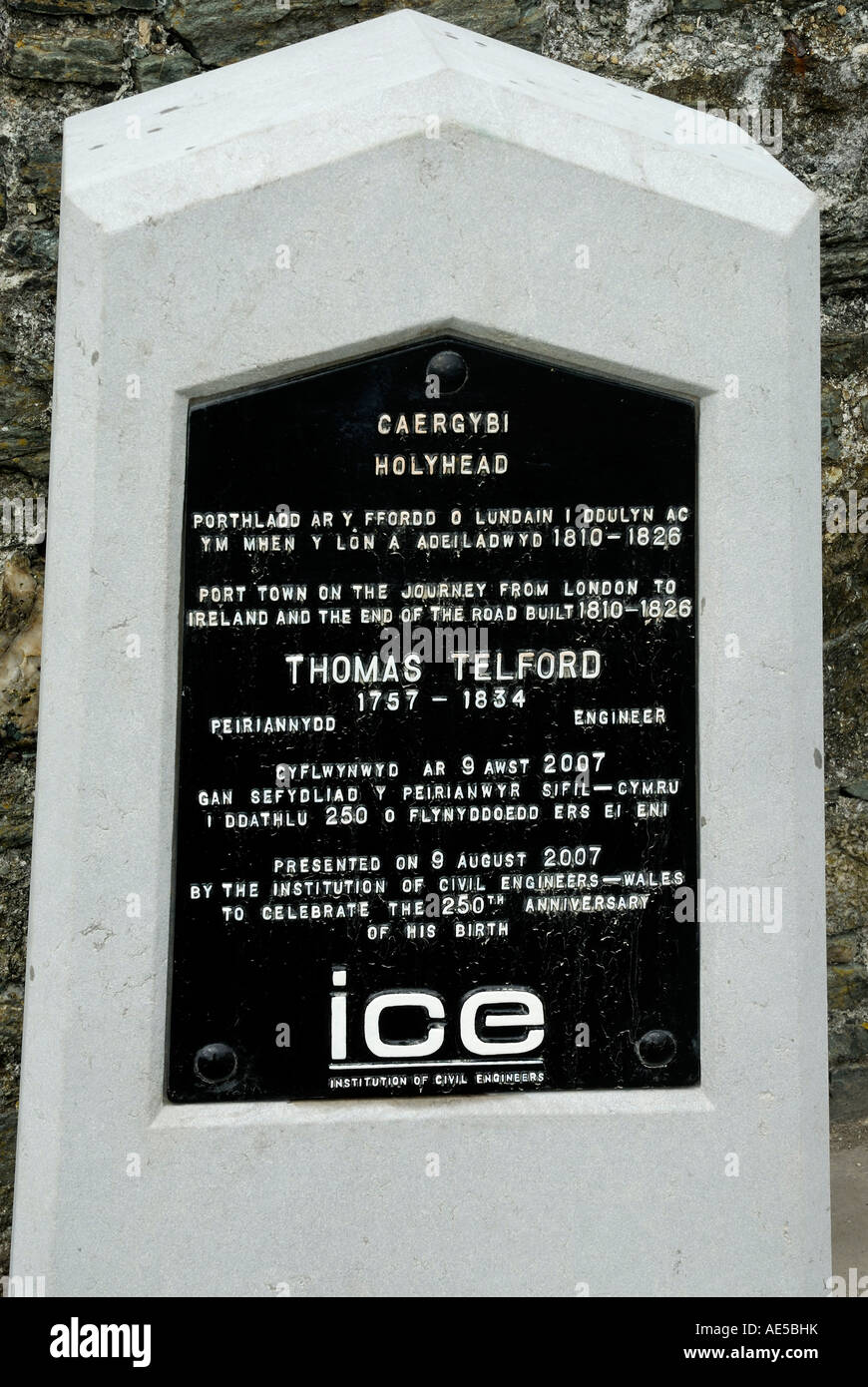 Last milestone on the Holyhead Road built by Thomas Telford Holyhead ...