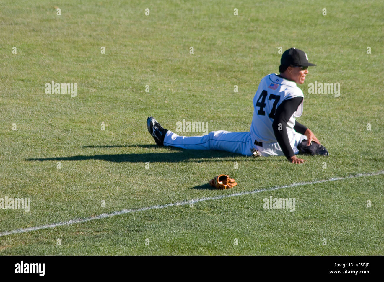 San Jose Giants baseball player Johany Abreu twisting and stretching ...