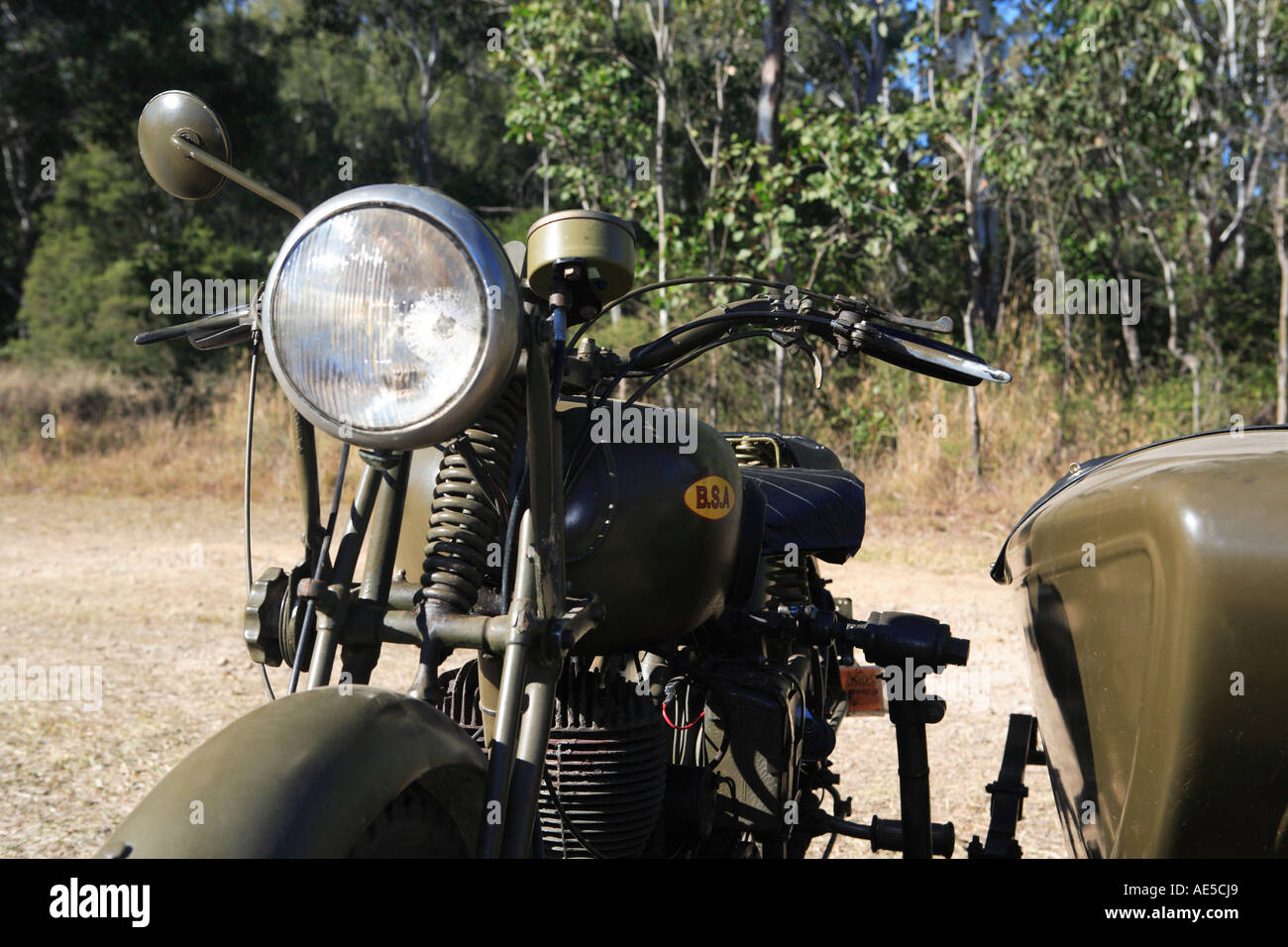Original British military vehicle BSA WM20 500 cc motor cycle with side ...