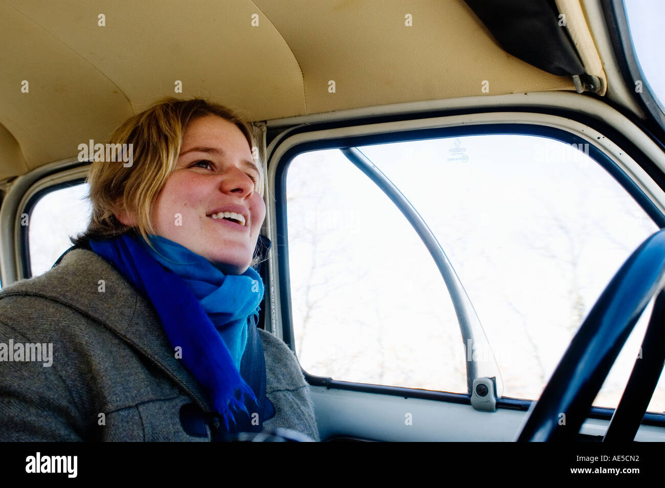 France Carcassone Woman driving a Renault Stock Photo - Alamy
