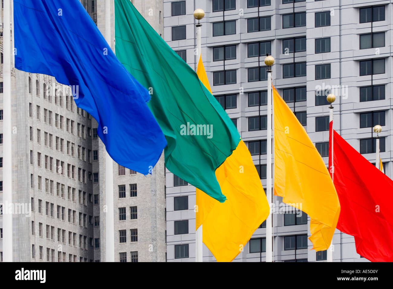 Colorful flags in front of buildings hi-res stock photography and ...